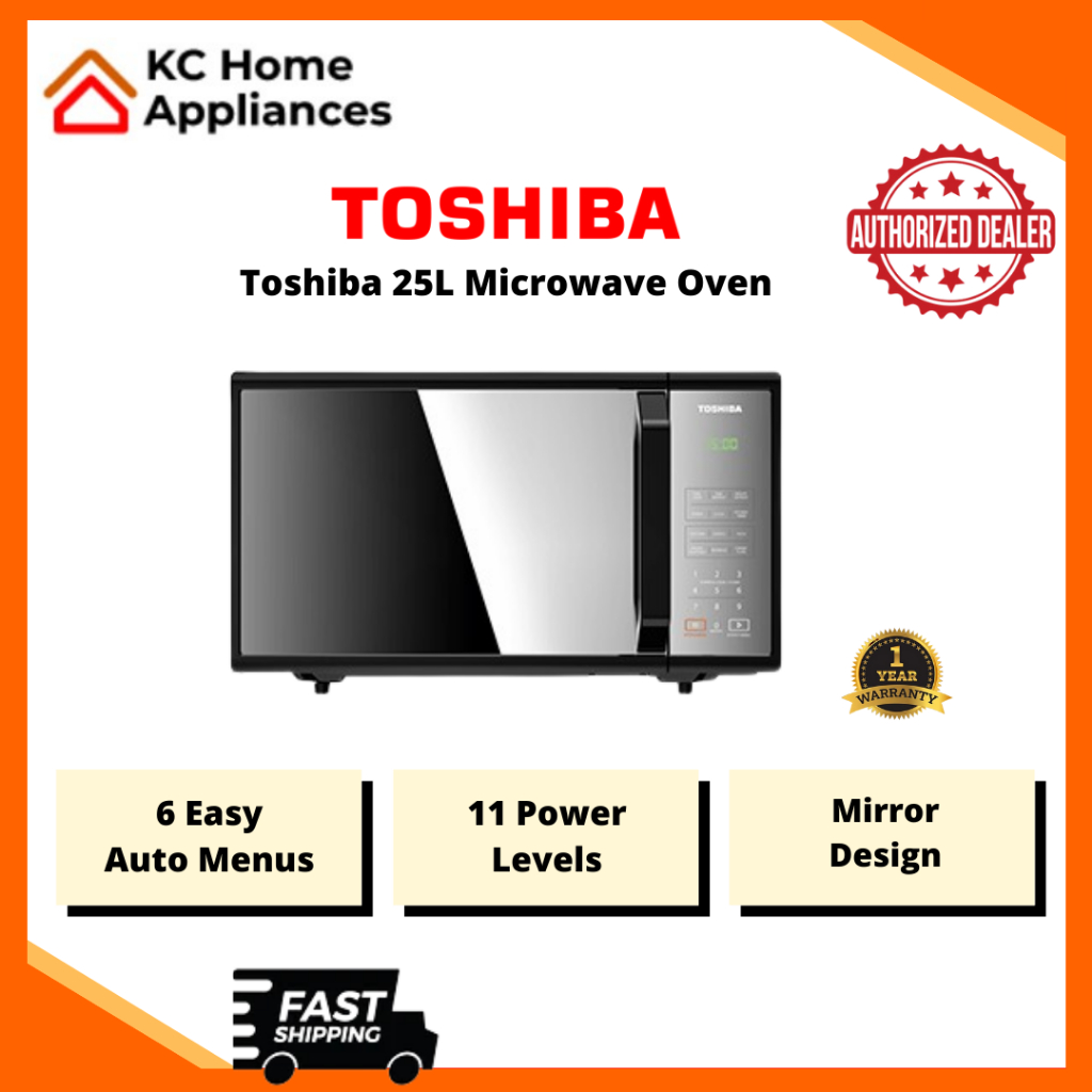 Toshiba 25L Microwave Oven | 800W | 6 Easy Auto Menus | Easy Defrost | 11 Power Levels | MM ...