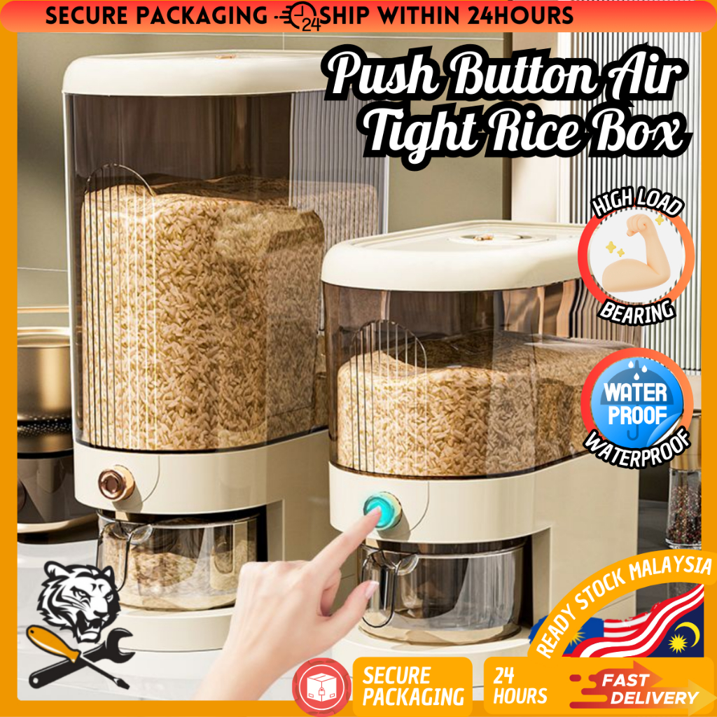 3T 5KG/10KG Automatic Rice Dispenser Slim Rice Container Box Free Rice ...