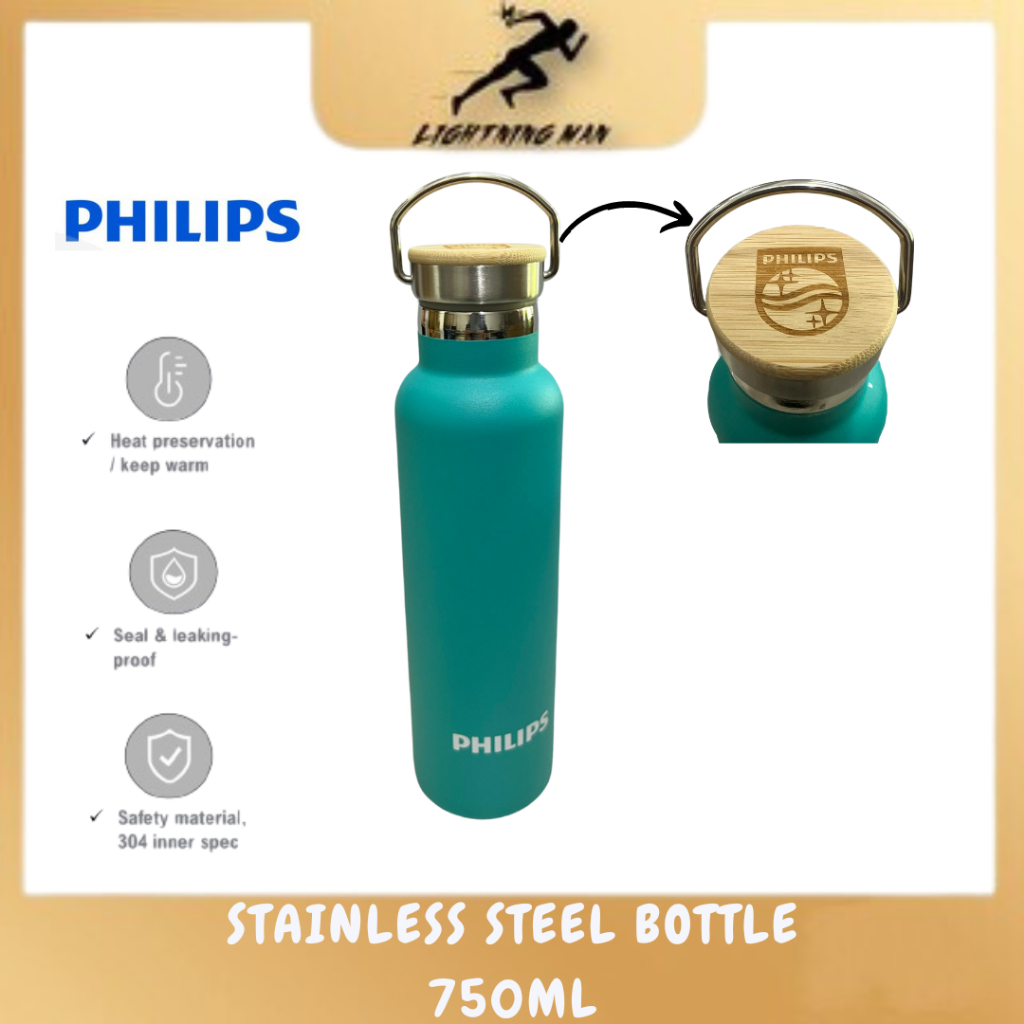 PHILIPS Stainless steel bottle 750ml silver bottle | Air botol besi ...