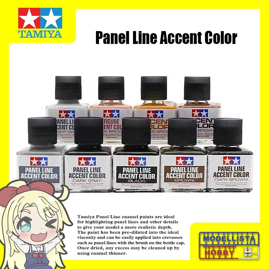 Tamiya Enamel Paint Panel Line Accent Color Black, Gray, Dark Gray 40ml【Modellista】 | Shopee ...