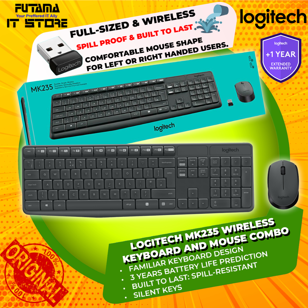 Logitech Mk235 Wireless Keyboard And Mouse Combo Durable Simple Wireless 2 4ghz Shopee