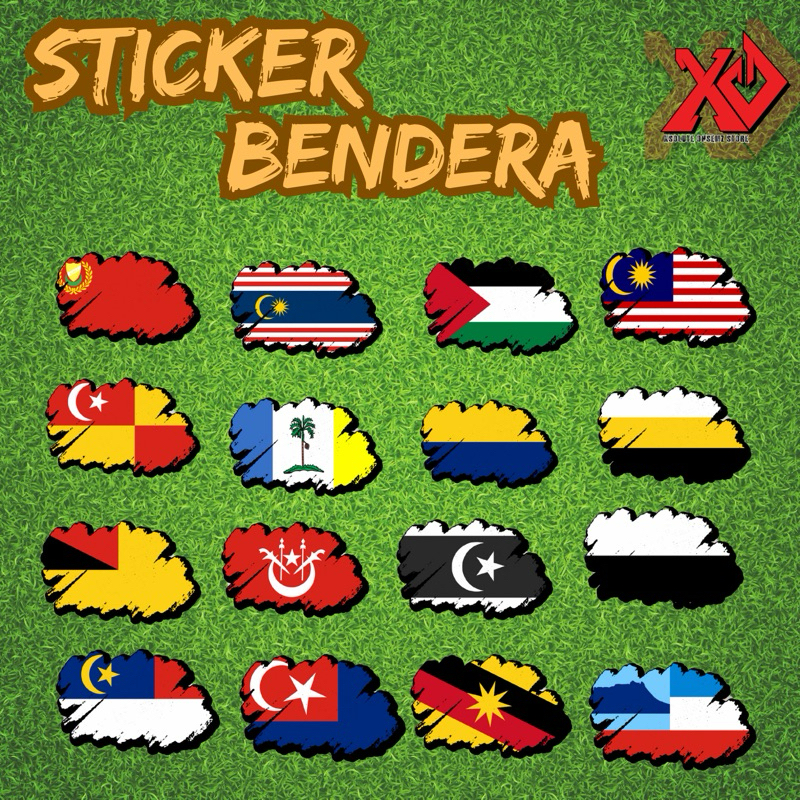 Sticker Bendera/flag negeri/negara +waterproof +motorsikal +kerera ...
