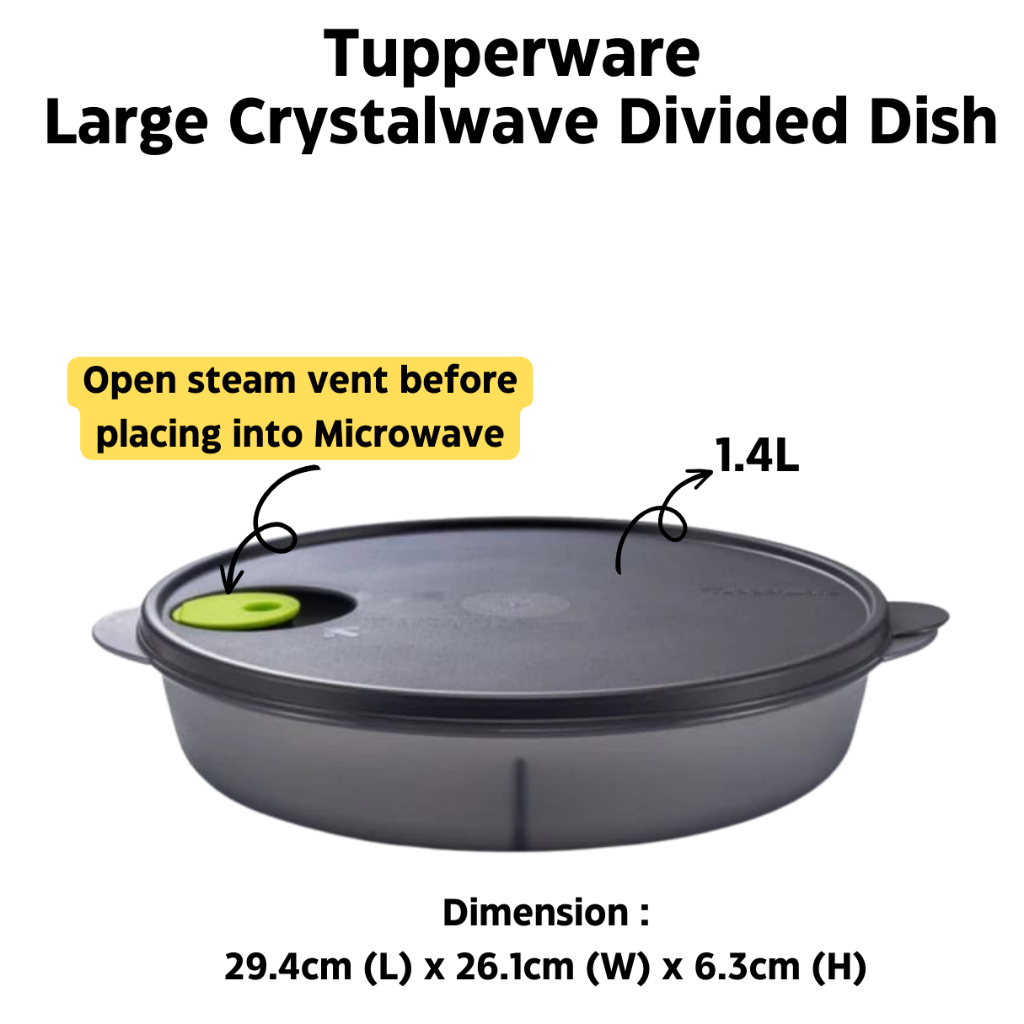 Tupperware Large Crystalwave Divided Dish 1.4 Liter (1 pc) | Shopee ...