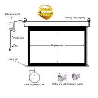 Projector Screen Motorized / Electrical 16:9 Projection Remote Control ...