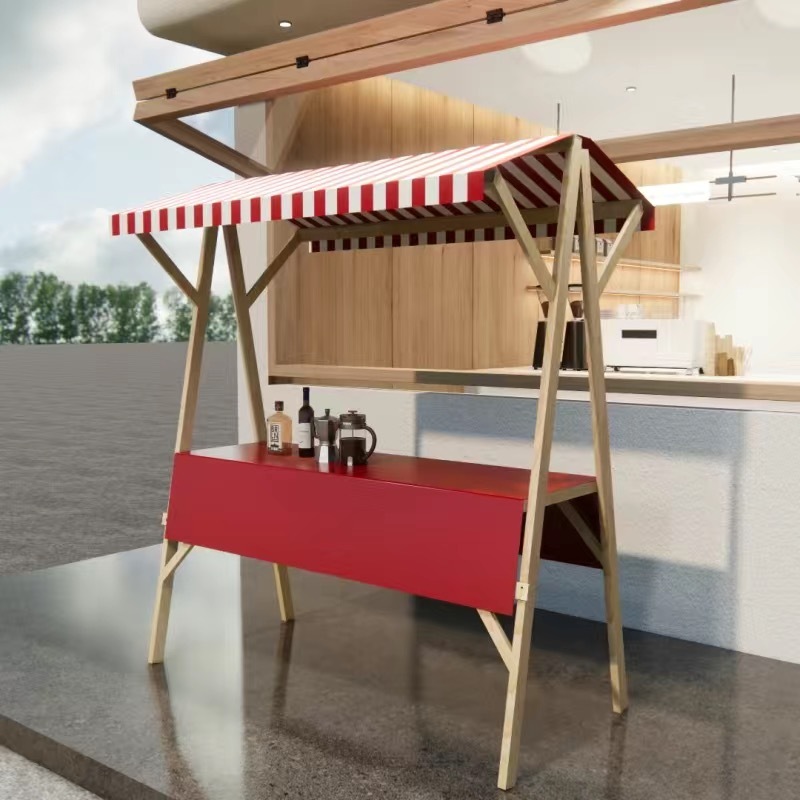 Solid wood floor stall display rack foldable table night market stall ...