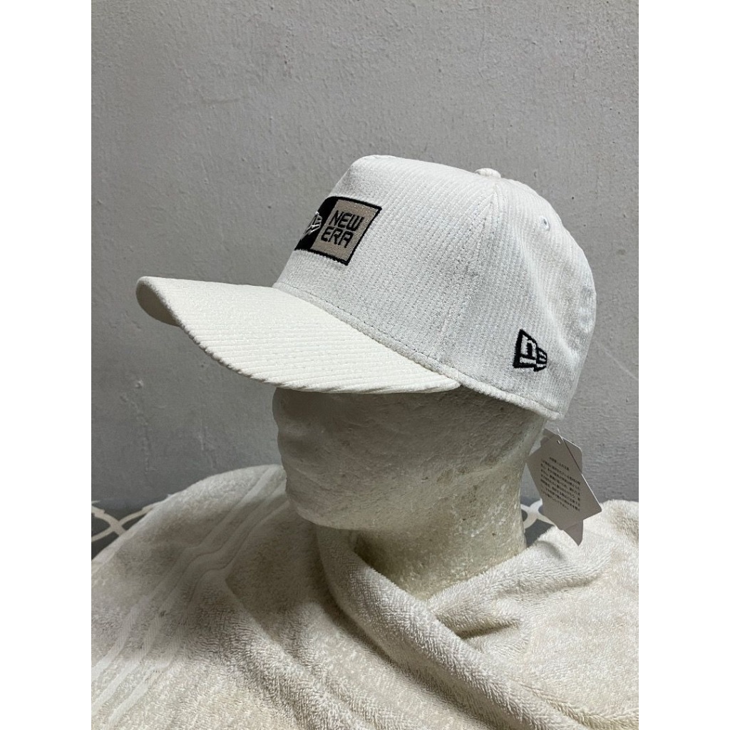 New Era 9 Forty A Frame Corduroy NE Box Logo White Cap ( Jepun Release ...