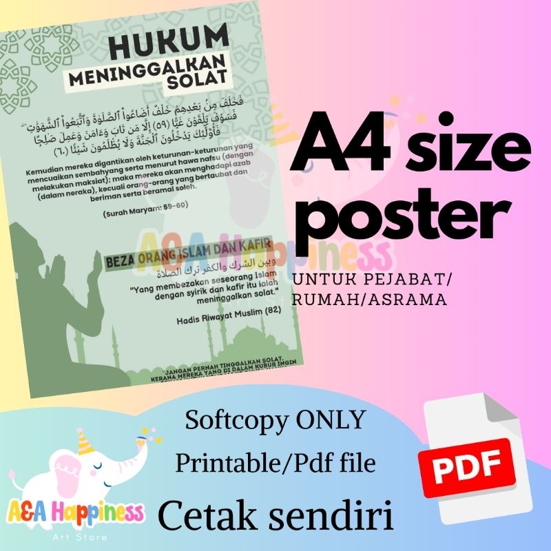 [PDF] Printable Poster Solat untuk Surau/Pejabat/Sekolah/Hostel ...