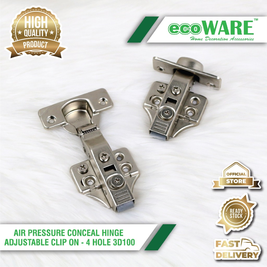 ecoWARE Air Pressure Conceal Hinge Adjustable Clip On - 4 Hole 3D100 ...