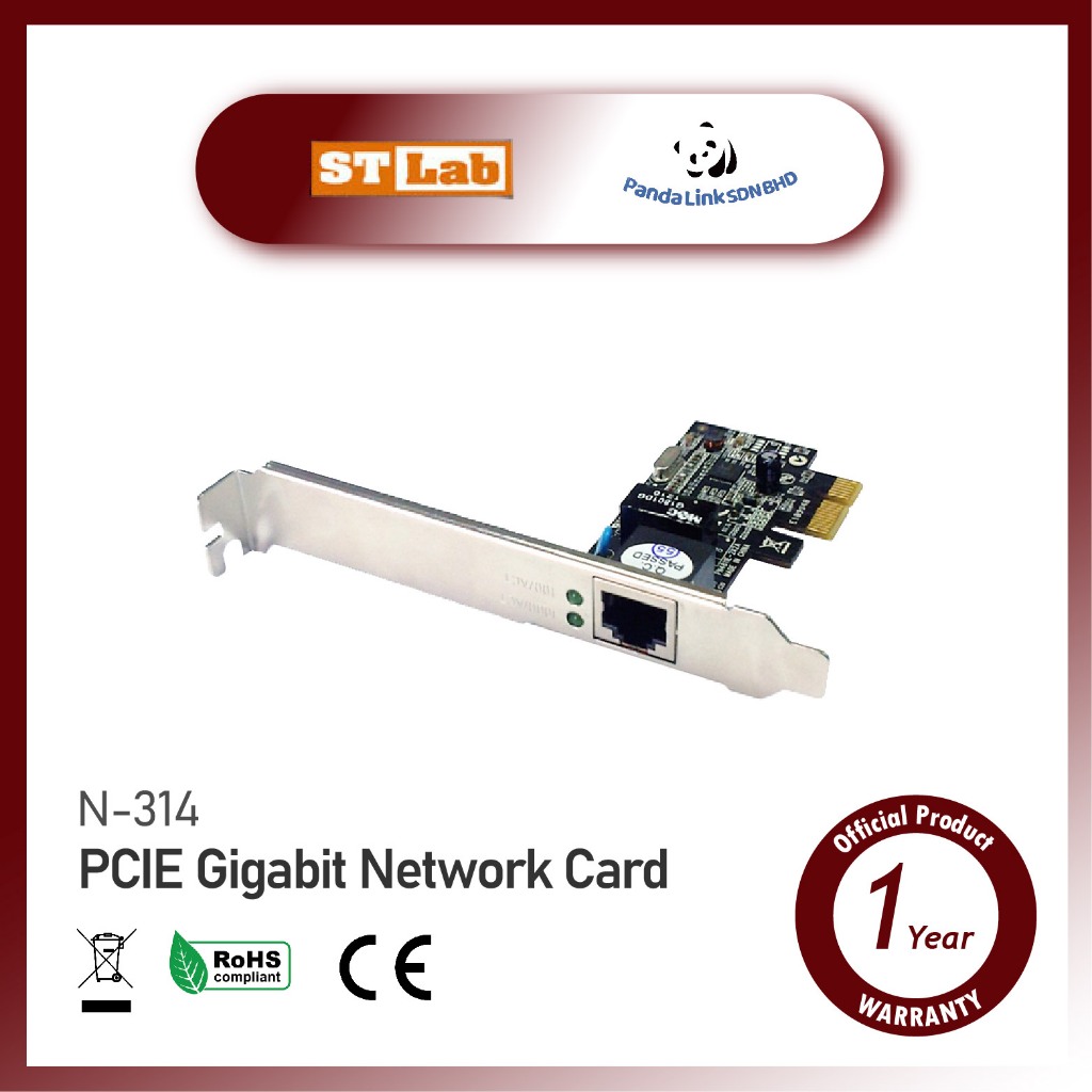 ST-LAB N-314 REALTEK PCIe 1-Port Gigabit Ethernet Card with Low Profile ...