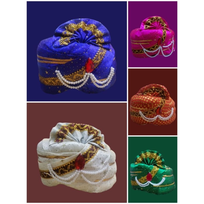 INDIAN WEDDING TURBAN PAGRI WEAR SAFA PAGADI ROYAL MAHARAJA TURBAN MEN ...