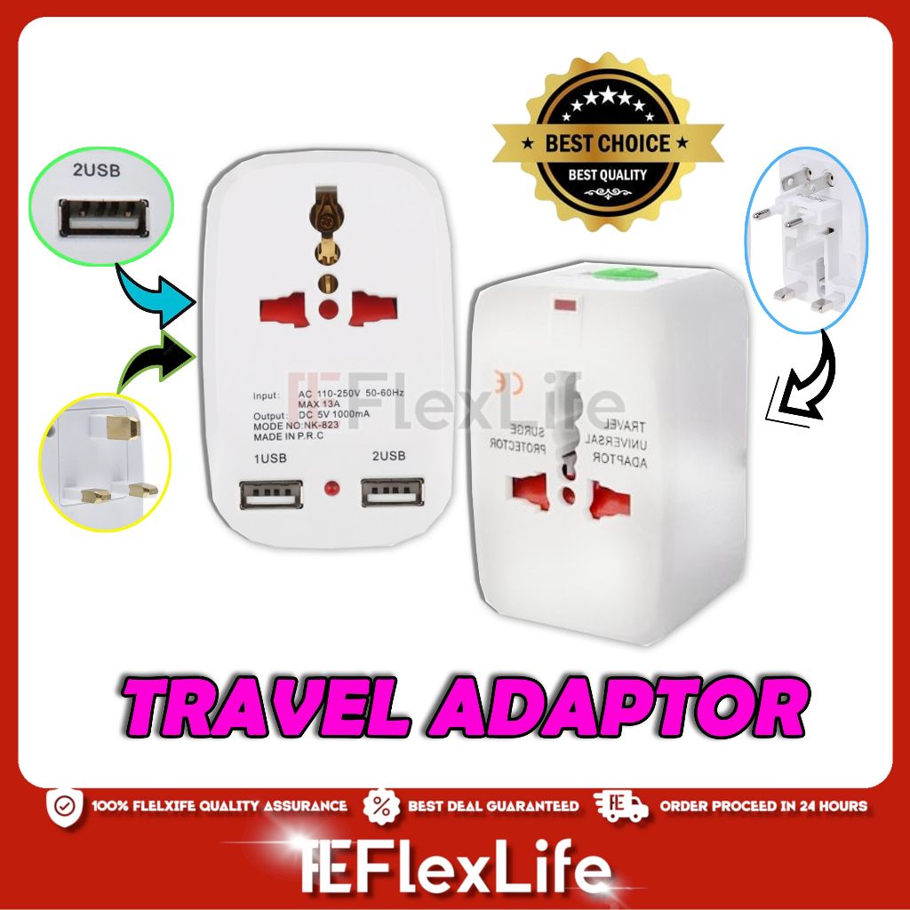 Universal Travel Adapter Plug All In One International Worldwide Travel ...