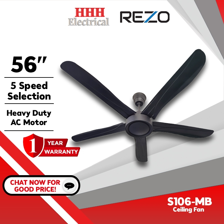 REZO S106 5 Speed 5 Metal Blade Regulator Control Ceiling Fan/ Kipas ...