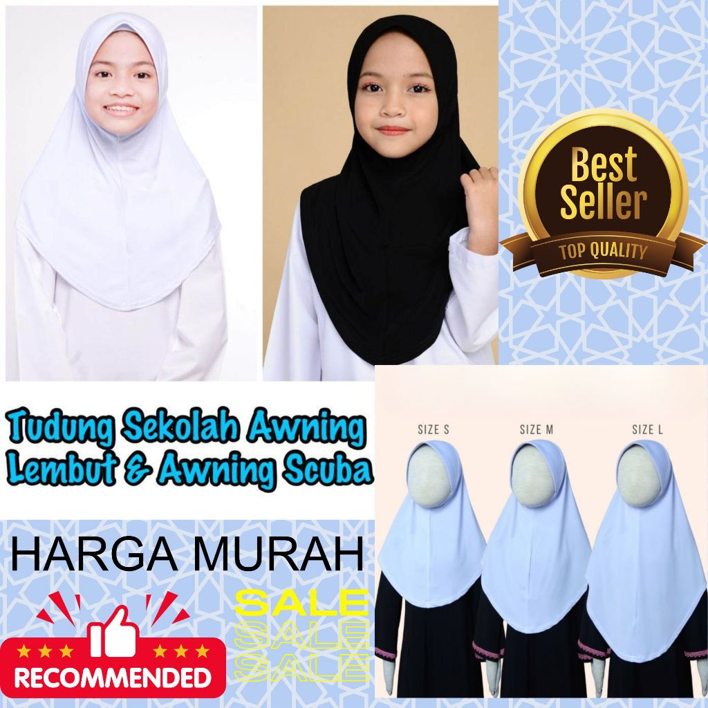 Favorite (20) Tudong/TudungSekolah Soft Awning Putih Nila/Black/Blue/Blue Black | Shopee Malaysia