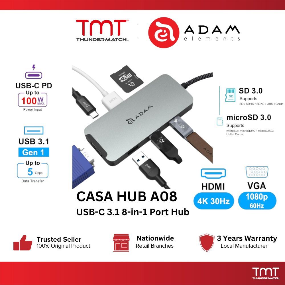 ADAM elements CASA HUB USB-C port Hub | A01 / A01m / A04 / A05 / A07 / A08 | Shopee Malaysia