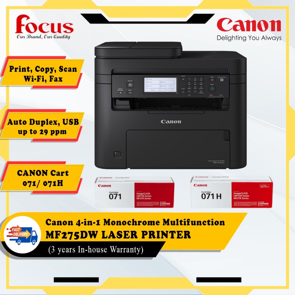 Canon imageCLASS MF275dw 4-in-1 Monochrome Multifunction Printer (Print/Copy/Scan/Fax/Auto ...
