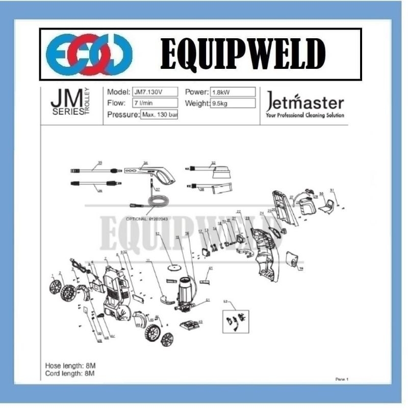 SPARE PART - JETMASTER CARBON BRUSH (1PC) FOR JM7.130V HIGH PRESSURE ...