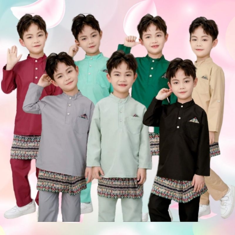 [6M-12Y] Mooda Kids Baju Melayu Premium Raya 2024 with Sampin Set ...