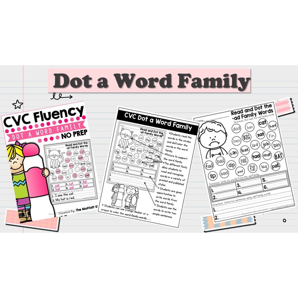 [PRE241] 27 pages CVC Dot a Word Family Worksheet for Pre-school PDF ...