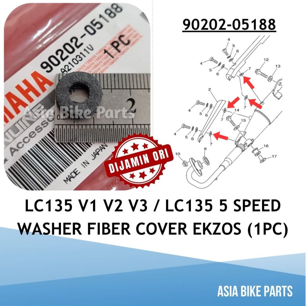 Yamaha Original LC135 V1 V2 V3 / LC135 5 Speed 5S Exhaust Washer Fiber ...