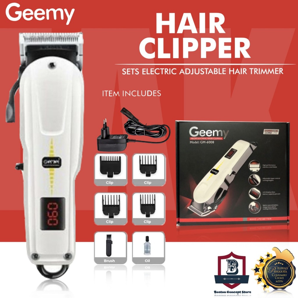GEEMY GM-6008 Hair Clipper Adjustable Hair Trimmer Cutter Mesin Gunting ...