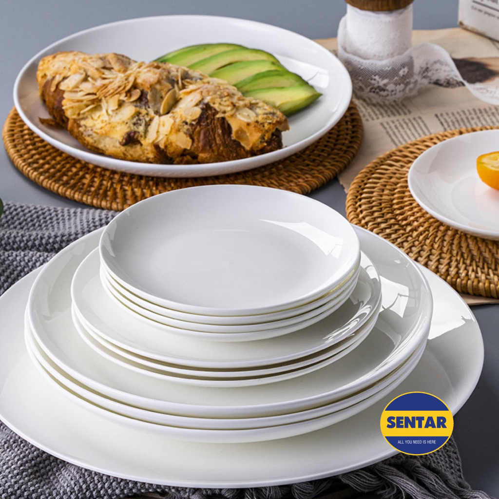 100% Ready Stock White Ceramic Porcelain Deep Dish Plate Porcelain ...