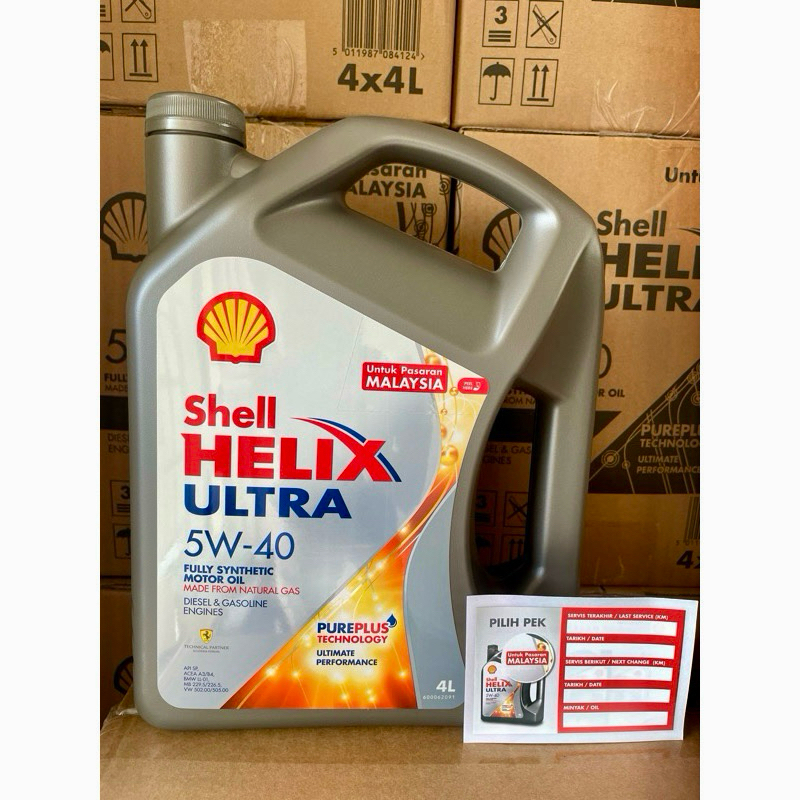 (Untuk Pasaran Malaysia) Shell Helix Ultra 5W40 SP Fully Synthetic Engine Oil (4L) 5W-40 ...