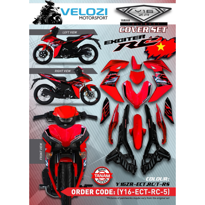 VELOZI YAMAHA Y16 Y16ZR (NOT ABS) EXCITER RC DESIGN RED SUN BODY KIT ...