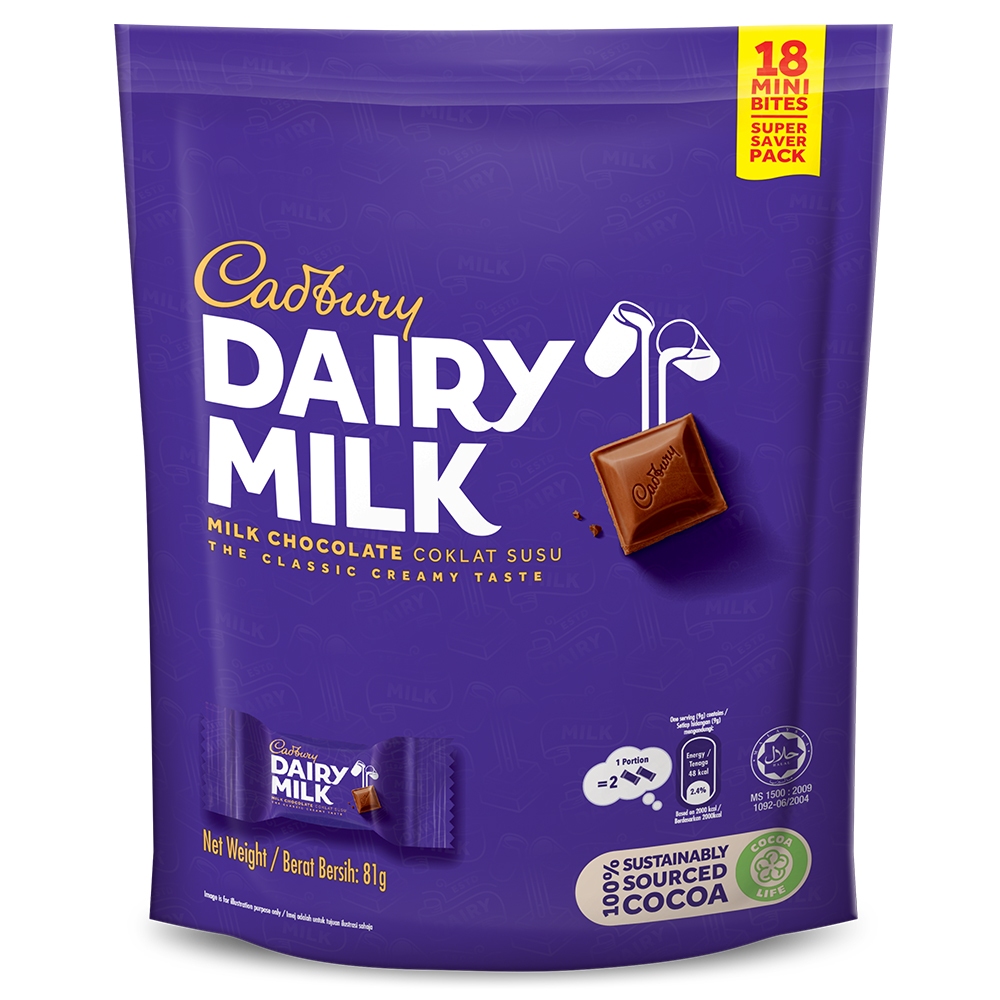 Cadbury Dairy Milk Mini Bites Chocolates Pouch 180g | Shopee Malaysia