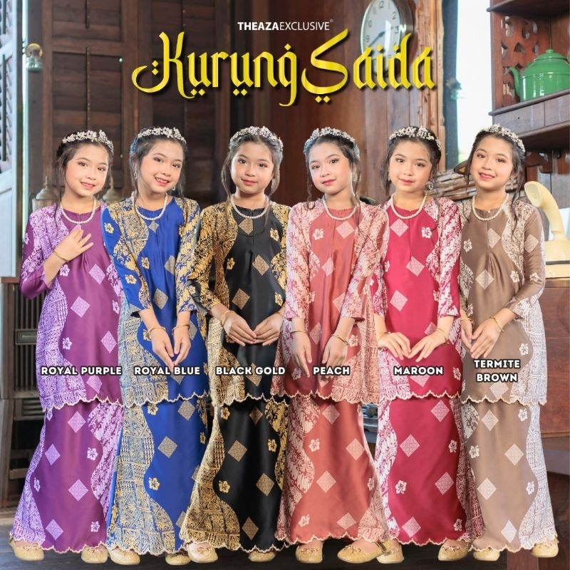 Baju Raya Kids - Kurung Kids Saida Material Premium Sutera By Theaza | Shopee Malaysia