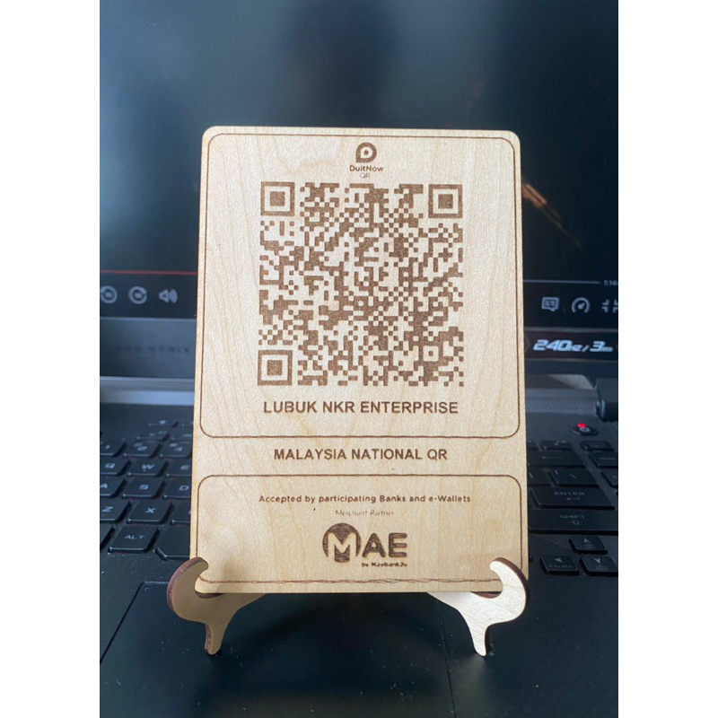 eWallet QR Code / QR Wood Laser Engrave / MAE / TNG eWallet / Grab Pay ...