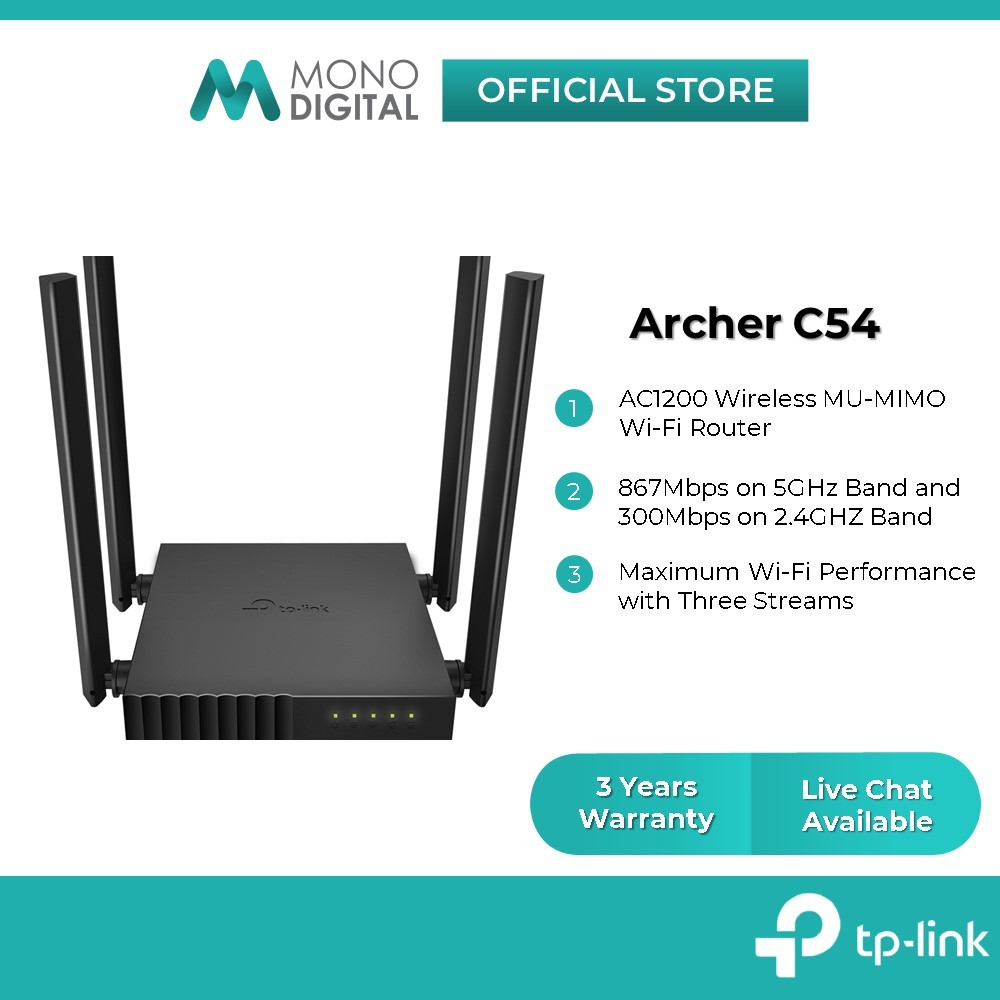 TP-Link Archer C54 AC1900 MU-MIMO 3X MIMO Gigabit Wave2 Wireless WiFi ...