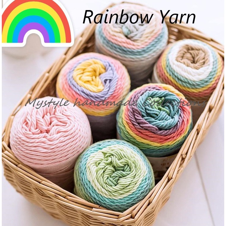 Benang Kait Rainbow, Benang Pelangi, Rainbow Yarn Cotton, Milk Cotton 5 ...