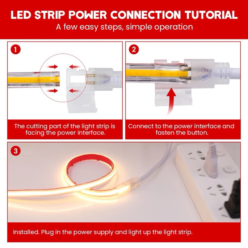 Driver AC 240V 288LED COB LED Strip connector Driver Plug clip holder ...