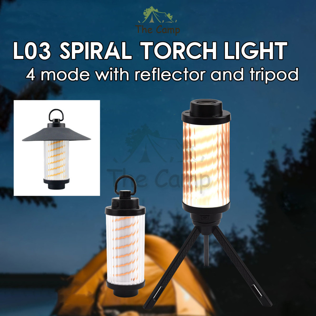 L03 Spiral Torch Light Camping Outdoor Hanging LED Lantern White Laser ...