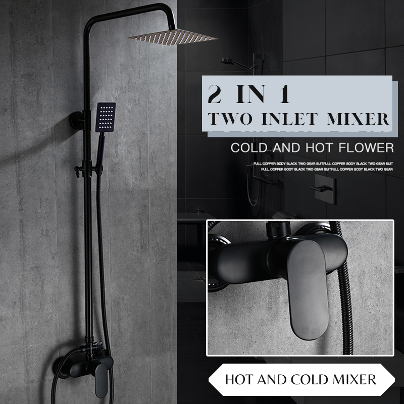 BATHKITCHZ Matte Black Shower Set Bathroom Shower Mixer Rainfall Single ...