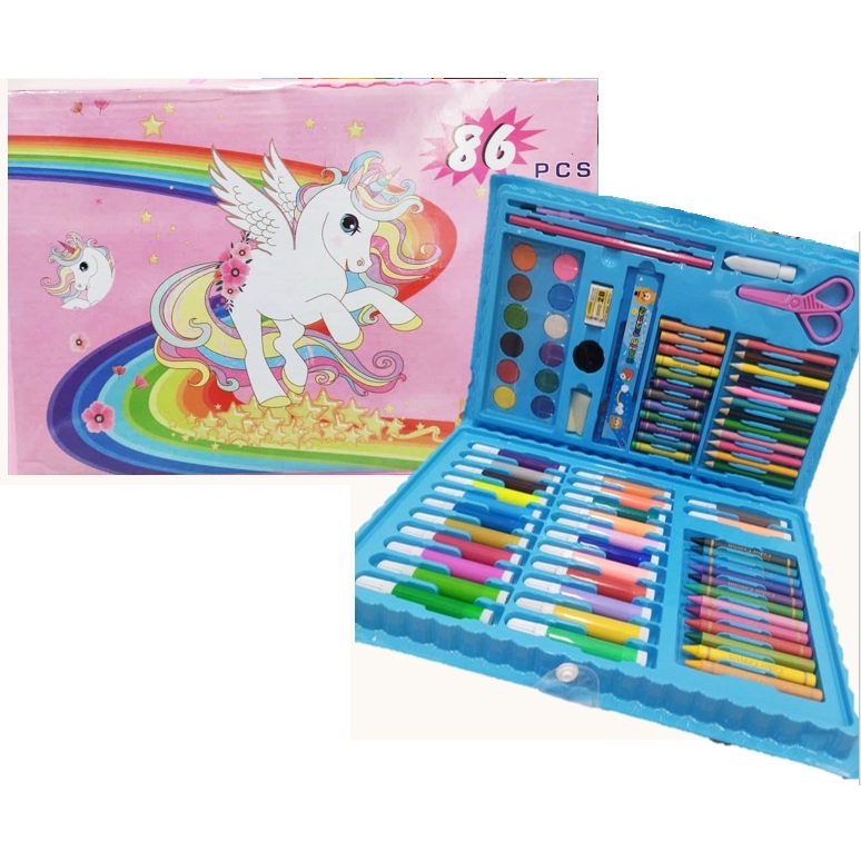 Children Coloring Drawing Art Set with Case Painting Colour Crayon ...