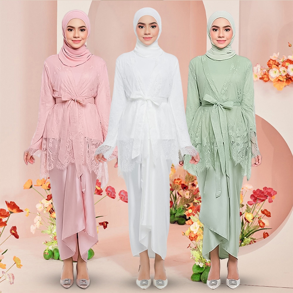 Kurung Moden Lace baju kebaya plus size Embroidery Raya Baju Tunang ...