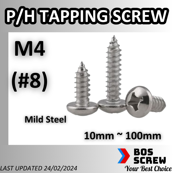 MS Pan Head Self Tapping Screw - 4mm (#8) x 10mm ~ 100mm (1 pieces ...