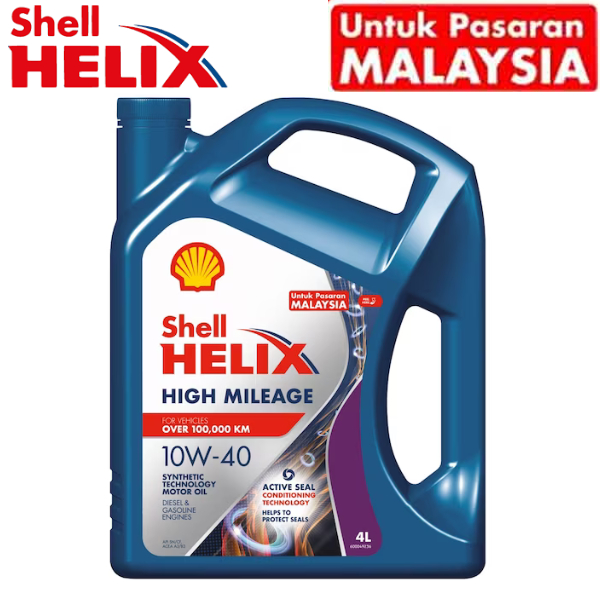550051635 Shell Helix HIGH MILEAGE 10W40 ENGINE Oil Semi (4L) | Shopee Malaysia