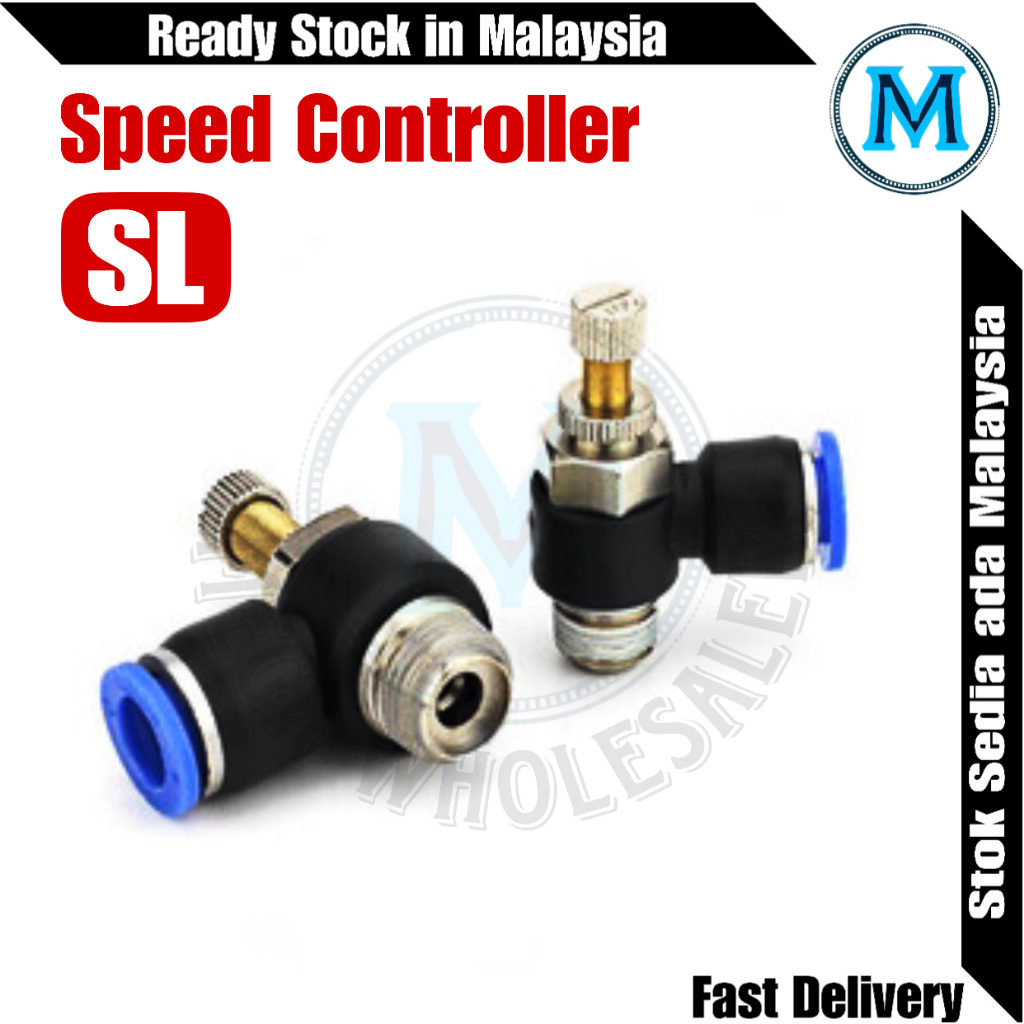 [ SL ] Pneumatic Flow Control Elbow Type Air Fitting Speed Controller ...