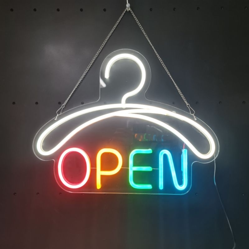 OPEN HANGING NEON SIGN WITH BLINKING MODE 40CM X 31CM (6MM CLEAR ...