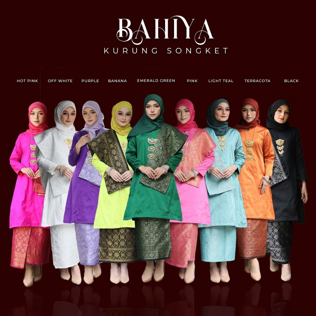 TUNIKMY BAHIYA BAJU KURUNG SONGKET SET BAJU RAYA VIRAL 2024 KAIN ...