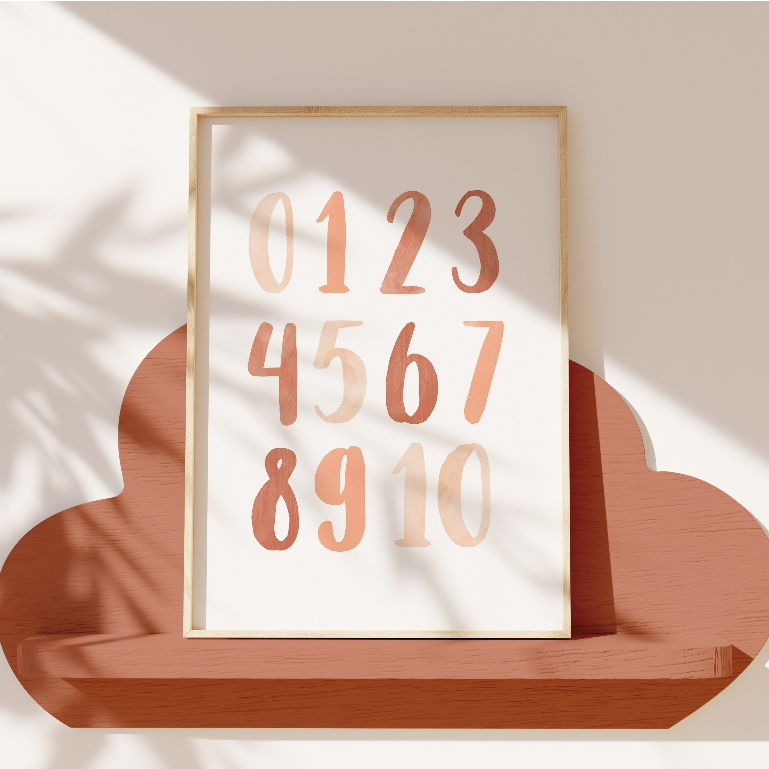 Learning Numbers 0-10 Poster with frame in Peach theme (Nursery Series ...