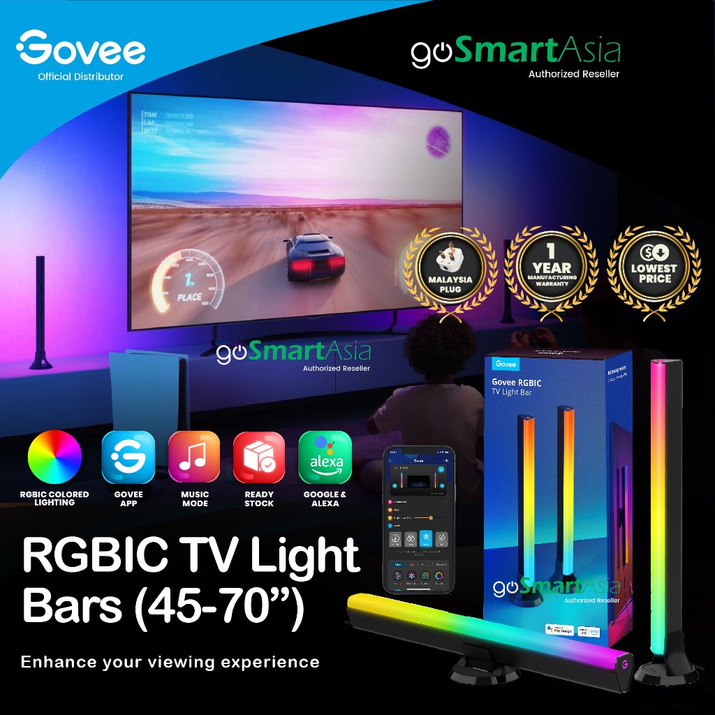 goSmart Asia Govee TV and Monitor Light Bars (45-70') RGBIC Wifi RGB ...