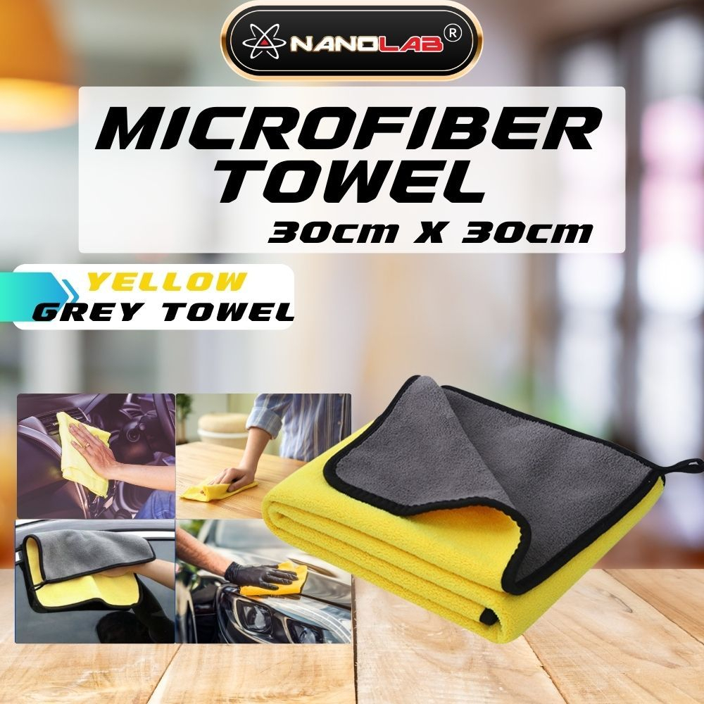 Premium Yellow Grey Soft Microfiber Towel tuala tebal lembut Car Wash ...