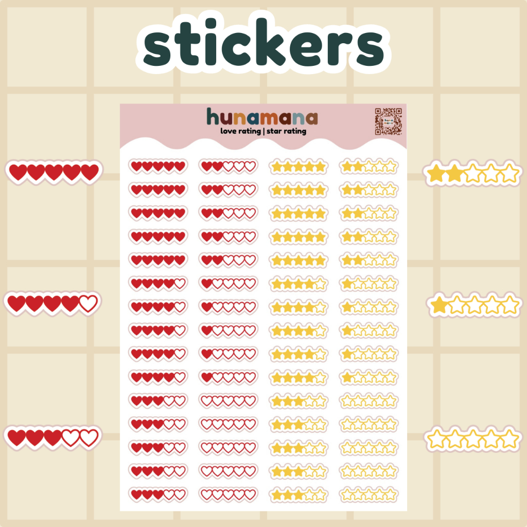 planner sticker planner sheet - love rating sticker | star rating ...
