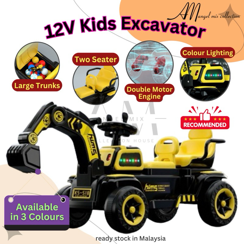 Ready Stock!!! Kids 12V Ride On Excavator with 2 Seater | 12V 2 Seater ...