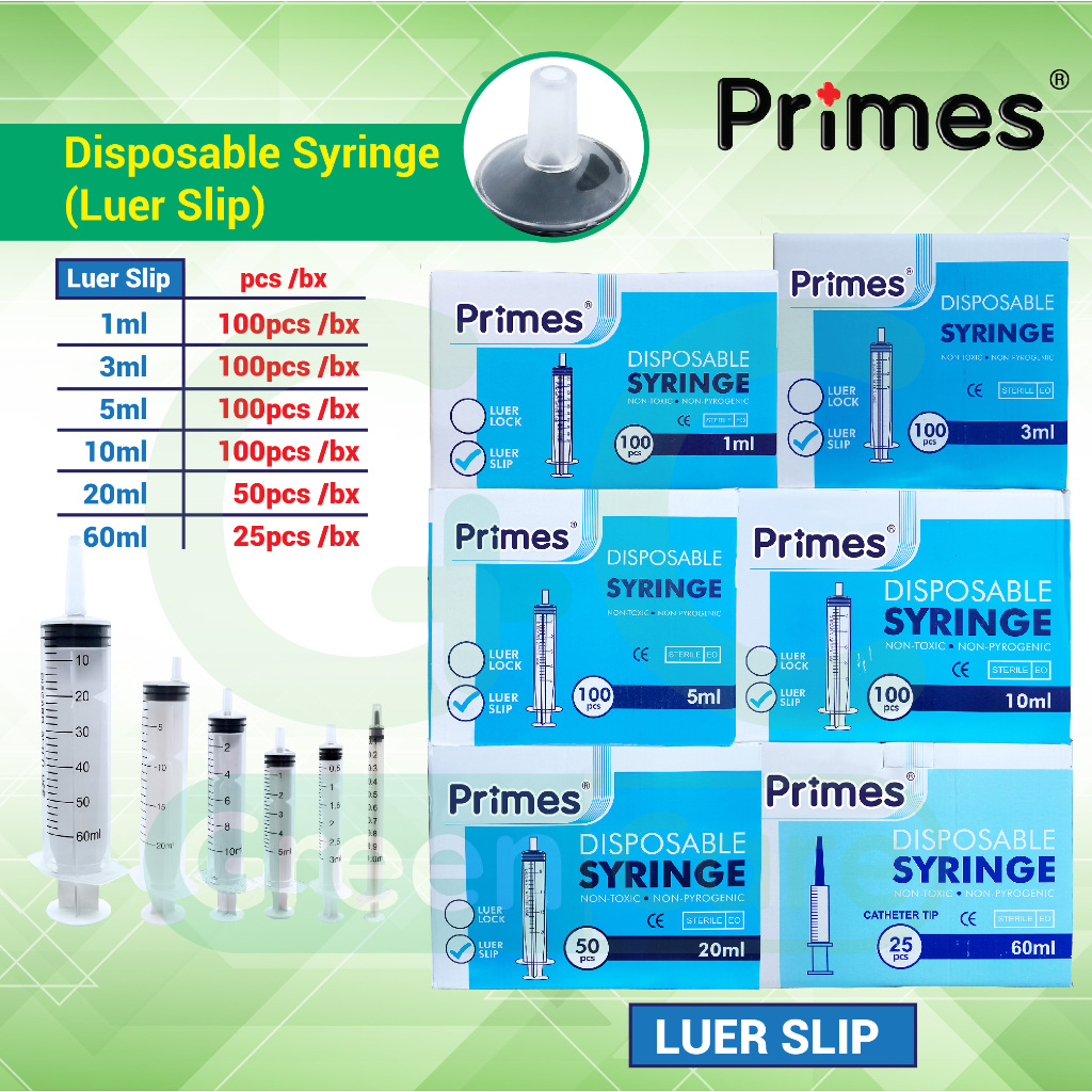 Primes Disposable Syringe Luer Slip (1ml /3ml /5ml /10ml /20ml) | Shopee Malaysia