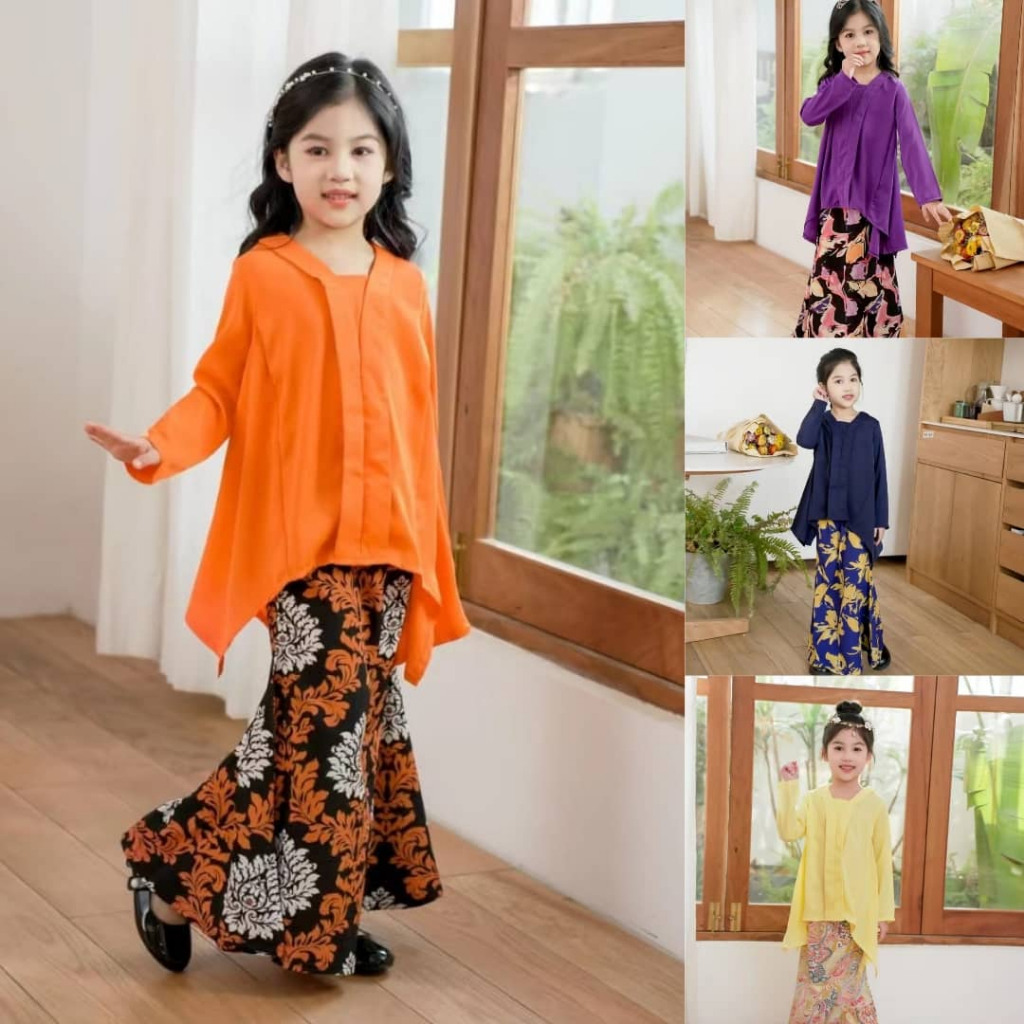Muslimah Kurung Kebaya Batik Budak Perempuan Baju Raya Oren Bata Purple ...