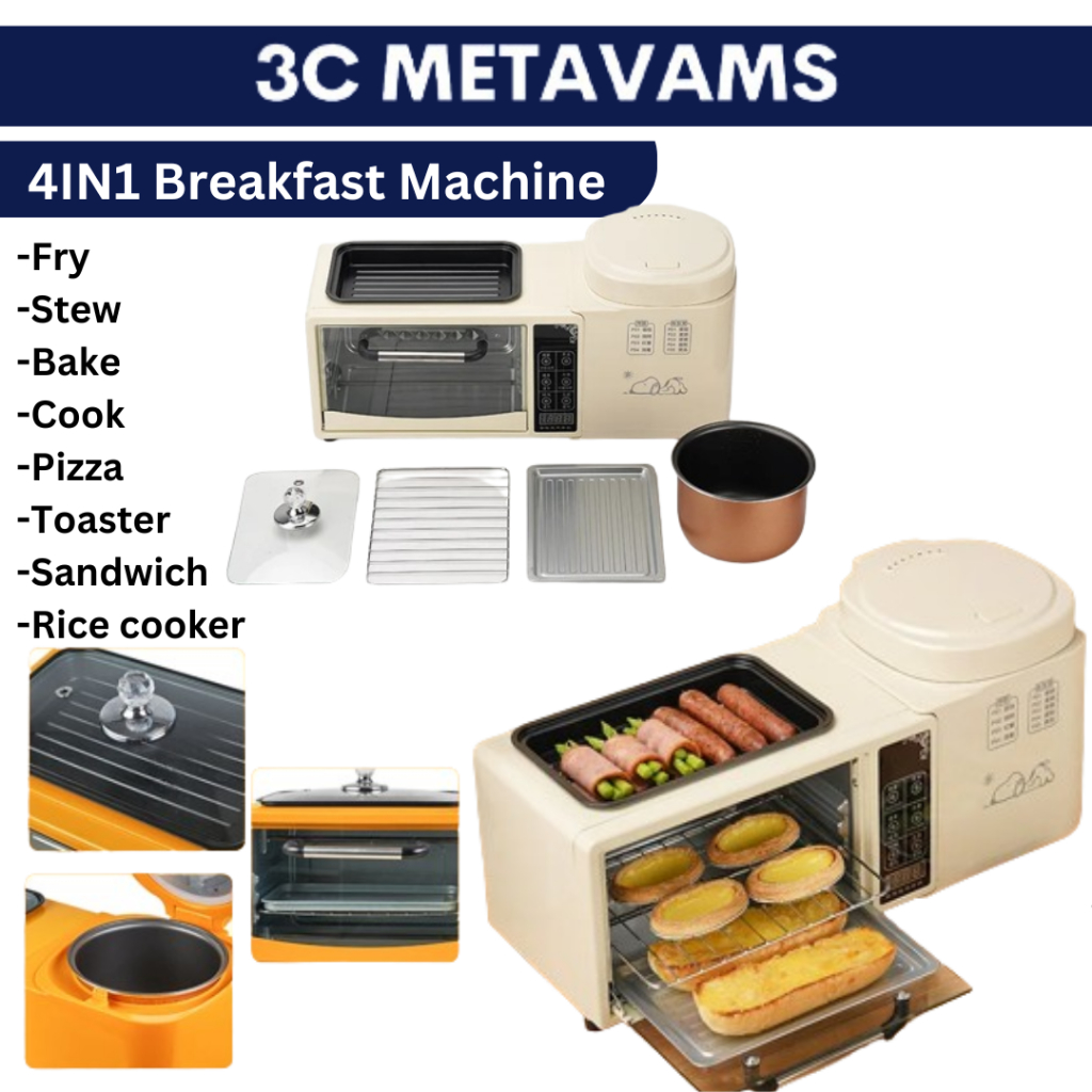 4 IN 1 Multi Function Breakfast Maker Machine Electric Grill Oven ...
